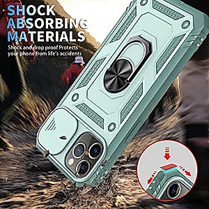 PASNEW for iPhone 11 Pro Case,Camera Slide Cover & 360° Kickstand & Charge Port Dust Plug,Military Multi-Layer Heavy Duty Full Body Shockproof Hard Shell Phone for iPhone 11 Pro,5.8 inch,Green