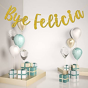 Talorine Bye Felicia Banner, Divorce Party, Going Away Party, Farewell, Retirement Party Decorations (Gold Glitter)
