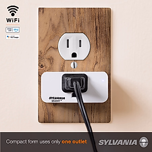 SYLVANIA Wifi Smart Plug, Voice Control, Compatible with Alexa and Google Home, Timer, On/Off, White - 4 Pack (75703)