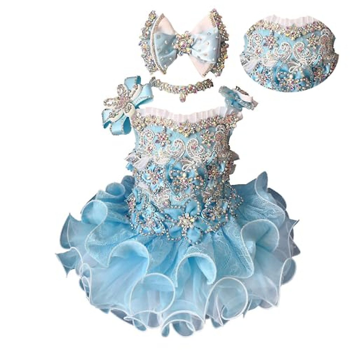 Jenniferwu Infant Toddler Baby Newborn Little Girl's Pageant Party Birthday Dress G016B Blue Size 3T