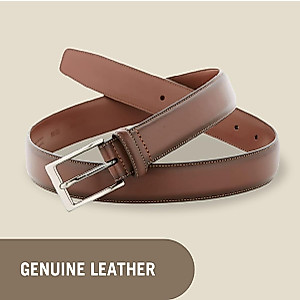 Perry Ellis Men's Leather Amigo Dress Belt, Luggage Brown, 34