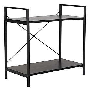 Solid Double Bookcase Short Frame Wood Bookshelf Display Rack Small Place Cozy, Black