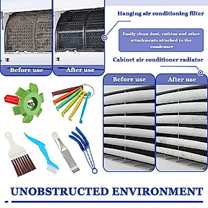 BOJACK Air Conditioner Fin Cleaner Set, Ac Fin Comb Condenser Fin Straightener, Brush Condenser Ac Coil Cleaner Air Refrigerator Fin Cleaner Evaporator Radiator Repair Clean Tool (6 Pcs)