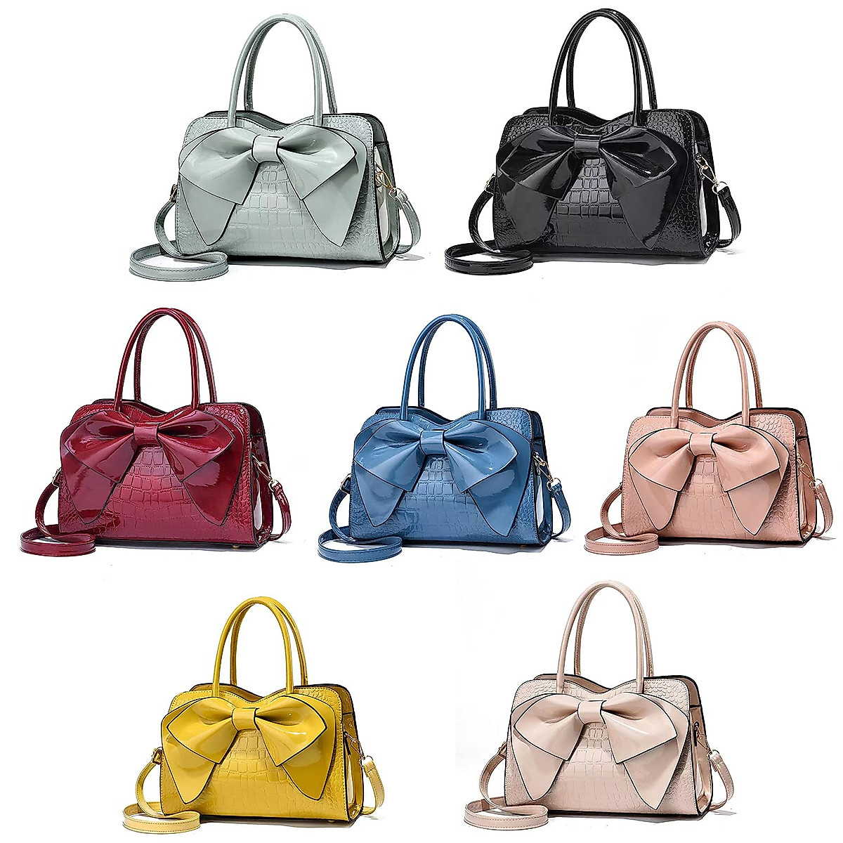 Nevenka Women Handbag PU Leather Top Handle Satchel Bag Fashion Lady Tote Shoulder Handbag for Daily Use Party (Black)