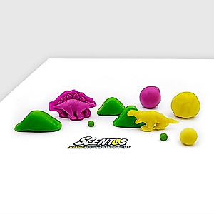 Scented Dough & Cloud Sand Dinosaurs Kit, 2 Dinosaur molds 5 Play Dough 1 Cloud Sand, Sensory Toys for Playdates and Great Gift Idea