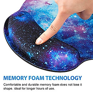 ToLuLu Mouse Pad with Wrist Rest Support, Gel Cute Mouse Pads Non Slip Rubber Base Mousepad, Ergonomic Mouse Wrist Rest Pad for Laptop Computer Home Office Working Gaming Pain Relief, Nebula Galaxy