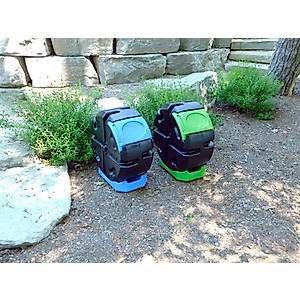 FCMP Outdoor Half Size Rolling 19-Gallon Single Chamber Batch Tumbling Composter - Outdoor Rotating Garden Compost Bin, Black & Green