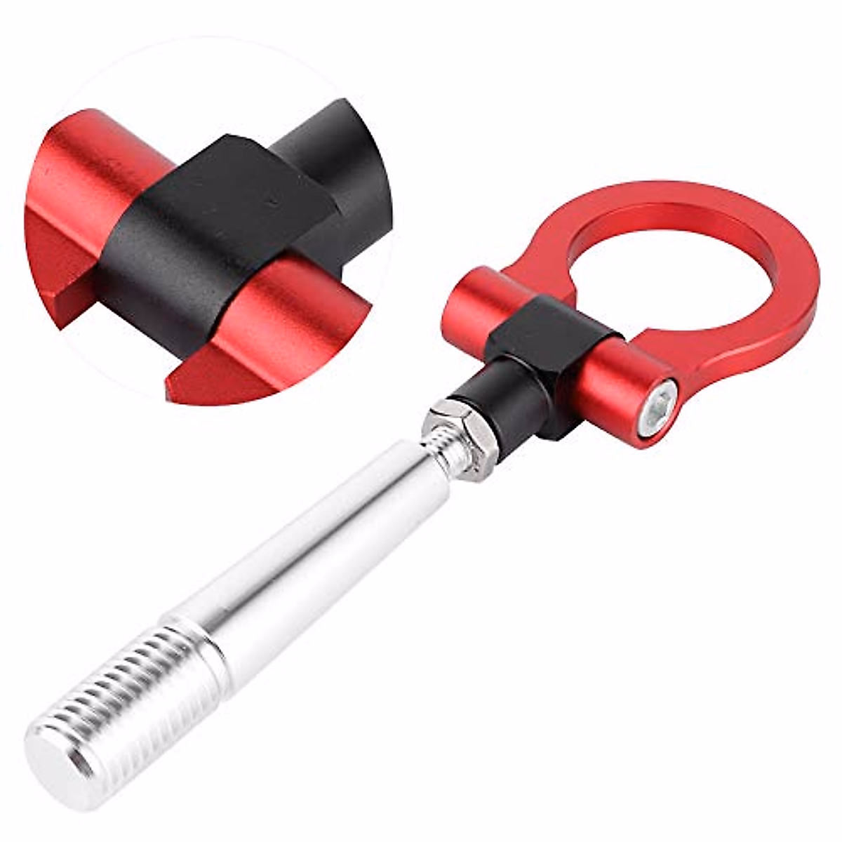 Car Tow Hook, Fydun CNC Aluminum Tow Hook for JDM Style Screw on Track Racing Towing Ring Car Auto Trailer Ring Fit for Infiniti FX35/FX45/FX50 QX70 (Red)