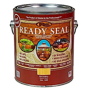 Ready Seal Stain & Sealer for Wood, Outdoor Deck and Fence, 1 Gallon, Multiple Colors Available – Easy to Apply, No Back Brushing Needed, and UV Protection (Light Oak #105)
