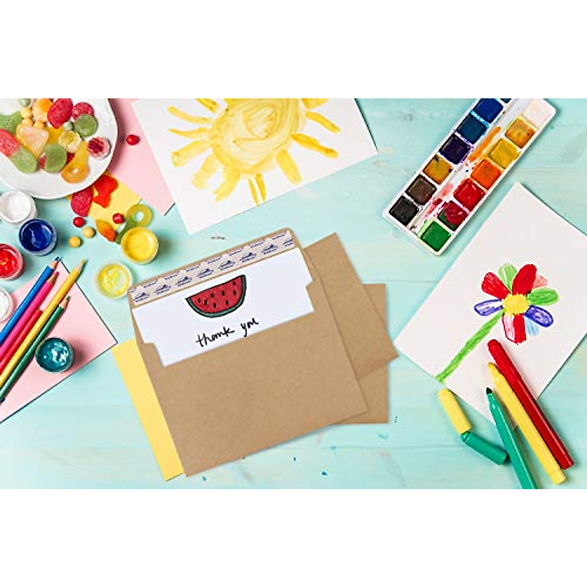 ValBox 200 Qty A7 Invitation Envelopes 5 x 7, 120GSM Brown Kraft Paper Envelopes for 5x7 Cards, Self Seal, Weddings, Invitations, Baby Shower, Stationery, Office, 5.25 x 7.25 Inches