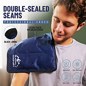 Glacial Comfort Gel Ice Pack for Injuries Reusable - (12" x 8") Cold Pads for Back Pain, Hip, Knee, Shoulder, Muscle Strains, Migraine & Postpartum Recovery with Flex Technology - Compression Pad.