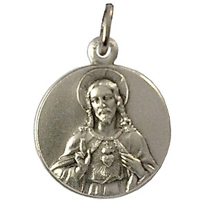 THE SACRED HEART OF JESUS AND MARY MEDAL (THE TWO SACRED HEARTS IN JUST ONE MEDAL) - 100% MADE IN ITALY (Round Shape)