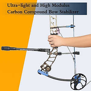Perogen Archery Bow Stabilizer for Compound Bow Hunting 3K High Modulus Carbon Including dampers, Light Weighted, 8",10",12" in (12 inches)