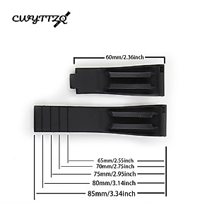 CWYTTZQ 20mm rubber watch strap for Rolex men's watch accessories black and green water ghost outdoor sports silicone strap wristband watchbands (Black black buckle)