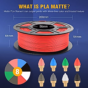 SUNLU 3D Printer Filament PLA Matte 1.75mm, Neatly Wound Filament, Smooth Matte Finish, 1kg Spool (2.2lbs), 330 Meters, Matte Blue& Grey