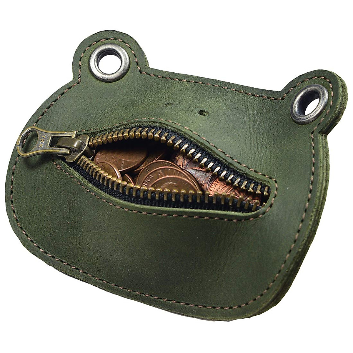 Hide & Drink, Leather Frog Wallet/Froggy Coin Pouch/Purse/Accessories/Holder/Cute Wallet, Handmade :: Dark Jade