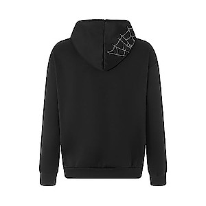 NaranjaBurbuja Y2K Rhinestone Full Zip Up Hoodie Women Man Goth Graphic Oversized Punk Jackets Grunge Sweatshirt Coat Halloween Clothes Harajuku Streetwear (E-Black Cross, M)