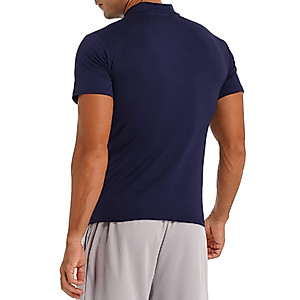 Hularka Men's Short Sleeve Thermal Turtleneck T-Shirt Undershirt Casual Slim Fit Basic Tops Blue X-Large