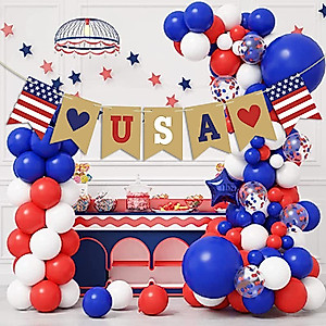 USA Banner Patriotic Garland Bunting 4th th of July Decorations American Independence Day Parade Memorial Day Veterand Day Celebration Red White and Blue Theme Indoor Outdoor Party Supplies