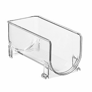 mDesign Plastic Free-Standing Wine Set Rack Storage Organizer for Kitchen Countertops, Pantry Cabinet, Fridge Organization - Holds Water Bottle and Alcohol Bottles - 2 Pack - Clear