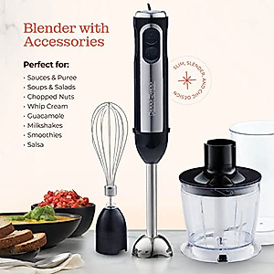Multi-Use Immersion Blender, Hand Blender with Powerful Copper Motor 800W, High Speed, Turbo Mode, 3 in 1 Handheld Blender Stick Stainless Steel Blades, Whisk, Beaker with Measuring Marks, and Chopper