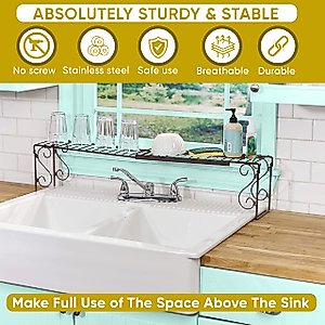 Kovot Expandable Over The Sink Shelf Extends in length from 24.5" to 40.75" | Add additional storage for soaps, cleansers, sponges and more 8.5" H x 5.75" D (Bronze)