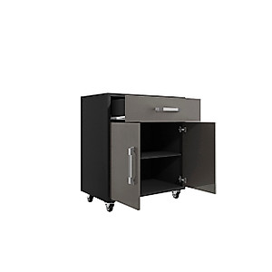 Manhattan Comfort Eiffel Garage Work Station Set of 3 in Matte Black and Gray