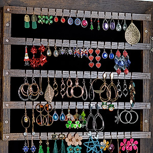 HOUAGI Mirror Jewelry Cabinet Standing,360°Rotating Jewelry Armoire Organizer with Full Length Mirror,Rear Storage Shelves,Built-in Small Mirror (Antique Gray)