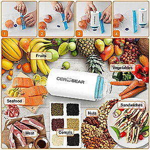 Handheld Vacuum Sealer, Portable Vacuum Sealer for Food, Save Sealer Food Vacuum Kit with 10 Reusable Sous Vide Bags