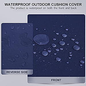 Favoyard Patio Chair Cushion Cover 19 x 19 Inch Waterproof Outdoor Seat Cushions for Patio Furniture 3-Year Color Fastness Chair Pads with Handle and Adjustable Straps Set of 2, Blue