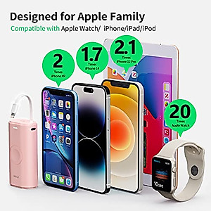 iWALK Portable Apple Watch Charger, 9000mAh Power Bank with Built in Cable, Apple Watch and Phone Charger, Compatible with Apple Watch Series 7/6/Se/5/4/3/2, iPhone14/13/12/12 Pro Max/ 11/6s