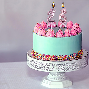 VSHILI 26th 62nd Birthday Candles, Rose Gold 62 26 Year Old Number Birthday Candles, Happy Birthday Party Cake Topper Decoration Gifts for Women Men