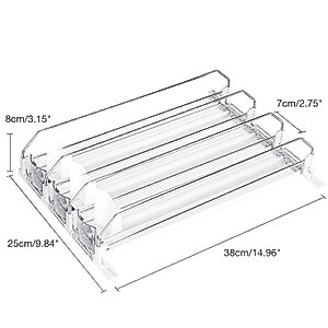 Drink Organizer for Fridge, Self-Sliding Soda Can Organizer for Refrigerator and Adjustable Width, 12oz 16oz 20oz drinks can be accommodated, up to 40+ Cans（5+3 ROWS）