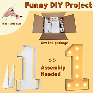 imprsv 3FT Marquee Light Up Numbers, Marquee Numbers for 1st 21st Birthday Decorations Anniversary Party Decor, Mosaic Numbers for Balloons Number 1, Marquee light up letters, Pre-Cut Foam Board Kit