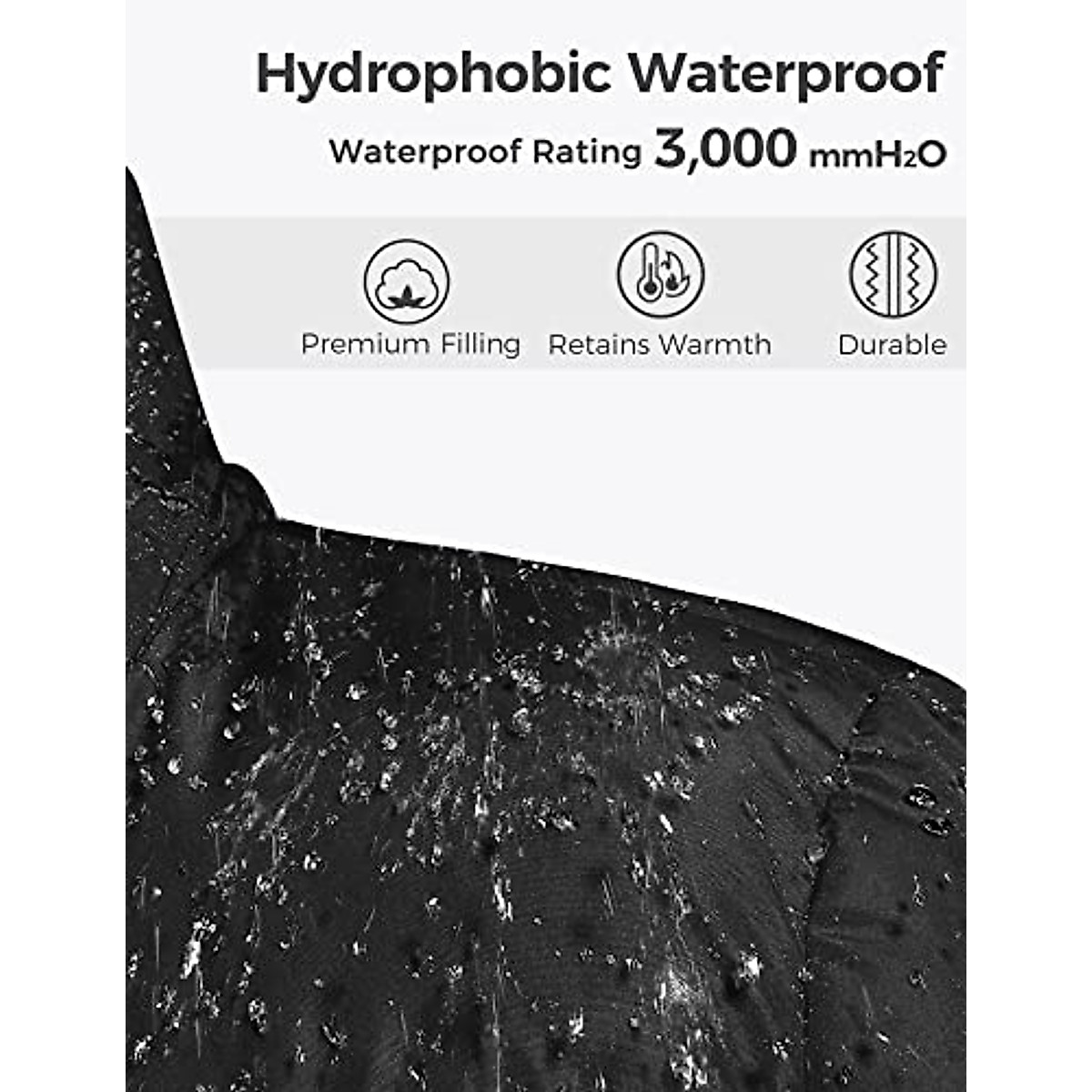 Wantdo Men's Warm Puffer Jacket Thicken Waterproof Winter Coat with Hood (Black, Medium)