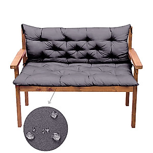 SEAHOME Waterproof Bench Cushion with Backrest, 2 or 3 Seat Swing Replacement Cushions Overstuffed for Garden Patio Furniture Loveseat Swing Outdoor Bench Cushions (59.1 * 39.4 * 3.94inch, Dark Gray)