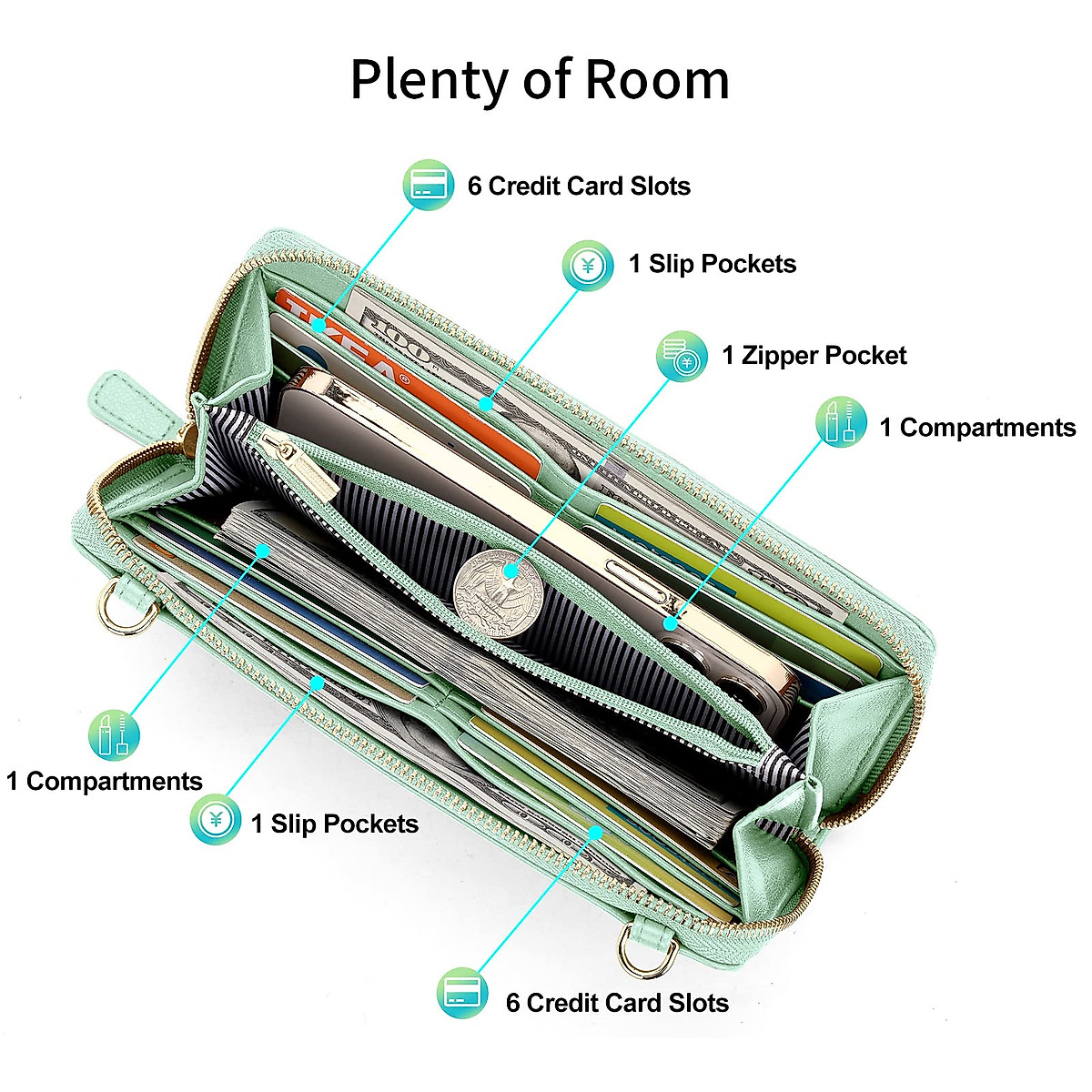 nuoku Wallet for Women Credit Card Holder Cell Phone Purse Sofa PU Leather Wallet with RFID Blocking Clutch Wristlet