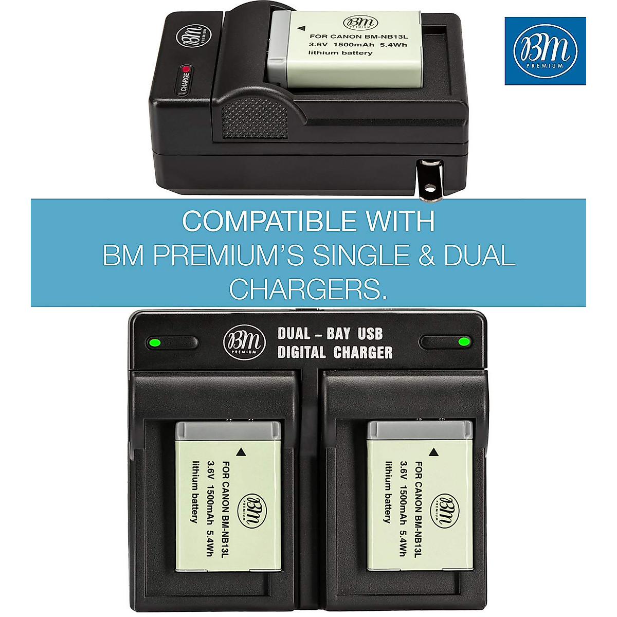 BM Premium 2-Pack of NB-13L Batteries for Canon PowerShot SX740 HS, G1 X Mark III, G5 X, G5 X Mark II, G7 X, G7 X Mark II, G7 X Mark III, G9 X, G9 X Mark II, SX620 HS, SX720 HS Digital Cameras