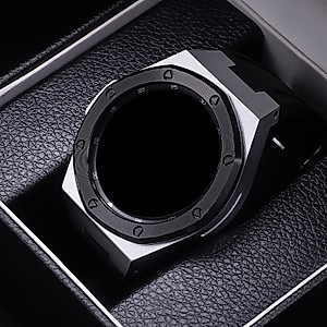 DGYSG Luxury Case Designed for Samsung Galaxy Watch 4 Classic 46mm 2021, Rugged Military Protective Metal Bumper Case with Tactical Silicone Band for Men, Silver