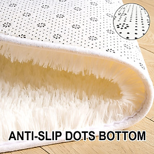 Merelax Soft Shaggy Rug for Kids Bedroom, Oval 2.6'x5.3' Cream Plush Fluffy Carpets for Living Room, Furry Carpet for Teen Girls Room, Anti-Skid Fuzzy Comfy Rug for Nursery Decor Cute Baby Play Mat