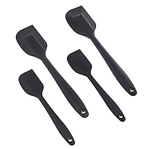 AmazonCommercial Non-Stick Heat Resistant Silicone Spatula Set, 2 Small & 2 Large Spatulas, Black, Pack of 4