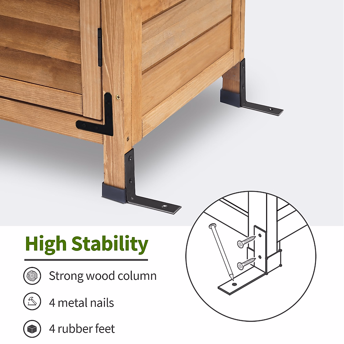 MCombo Outdoor Wood Storage Cabinet, Small Size Garden Wooden Tool Shed with Double Doors, Outside Tools Cabinet for Backyard (24.6”x 18.3”x38.2”) 0985 (Yellow)
