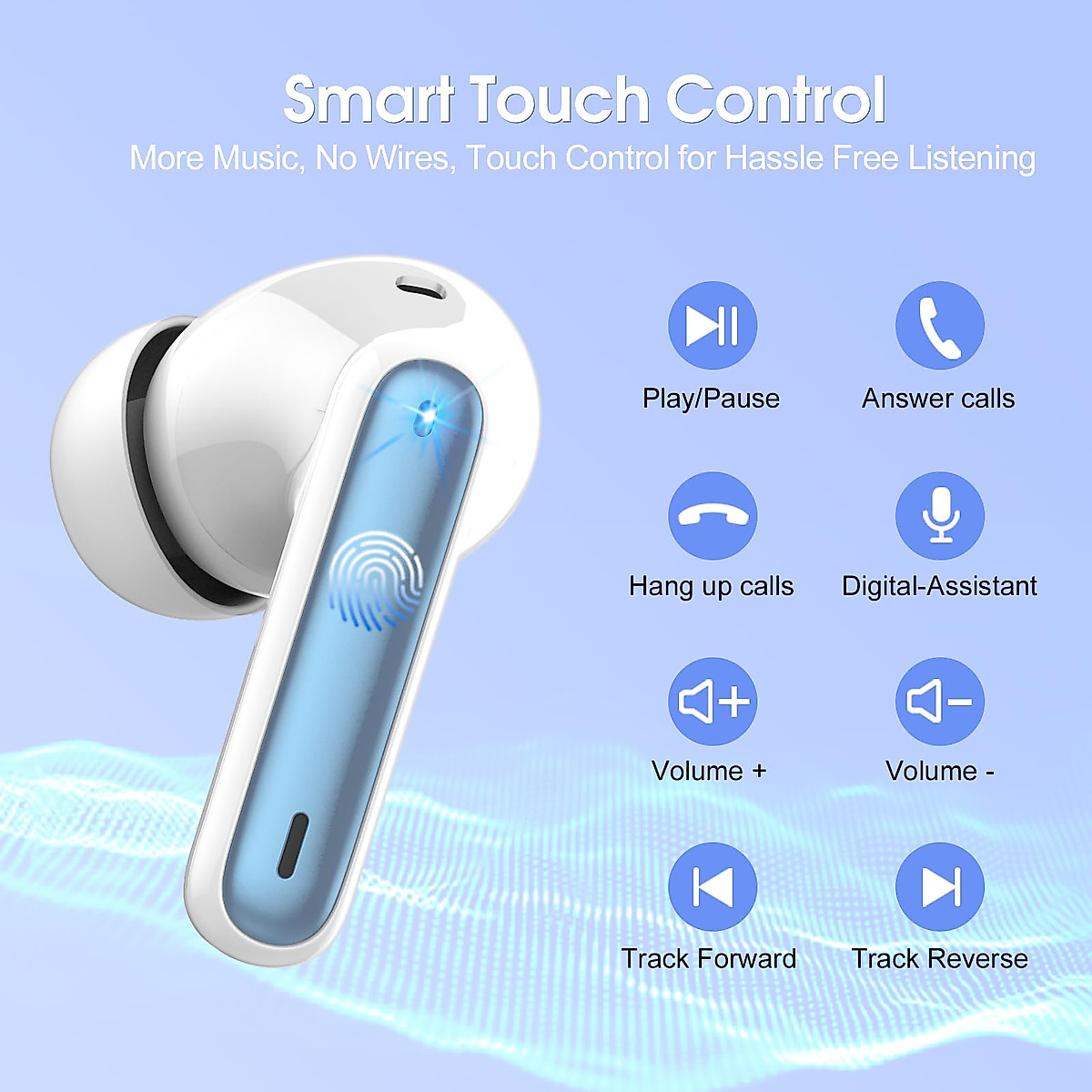 Wireless Earbuds 2024 Bluetooth 5.3 Headphones HiFi Stereo, 40H Playtime in-Ear Earbud, Bluetooth Earbuds with LED Power Display, IP7 Waterproof Wireless Earphones Sport Headset for Android iOS