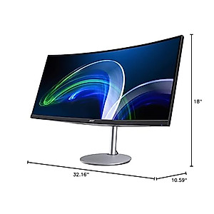 Acer CB342CUR bmiiphuzx 34" 1900R Curved Zero-Frame QHD (3440 x 1440) UltraWide IPS Monitor, AMD FreeSync , 75Hz, 1ms VRB , DCI-P3 95%, 1 x USB 3.1 (Type-C), 2 x HDMI 2.0 Ports & 1 x Display Port