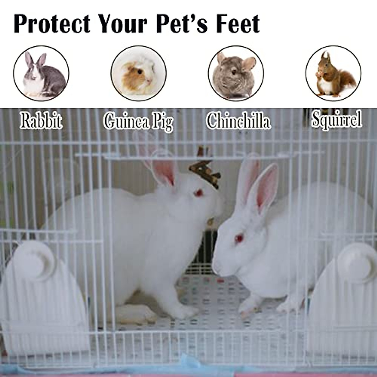 4 Pcs Rabbit Feet Pad Plastic Bunny Cage Floor Mat Foot Resting Hole Leak Water Nest Mat Pet for Small Animal Hamster Rat Chinchilla Guinea Pig Cats Dogs (White)