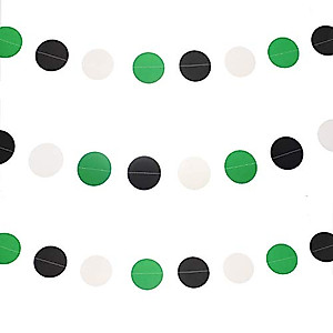 MOWO Paper Garland Circle Dots Hanging Decoration, 2.5'' in Diameter,10-feet (Black,Green,White, 2pc)