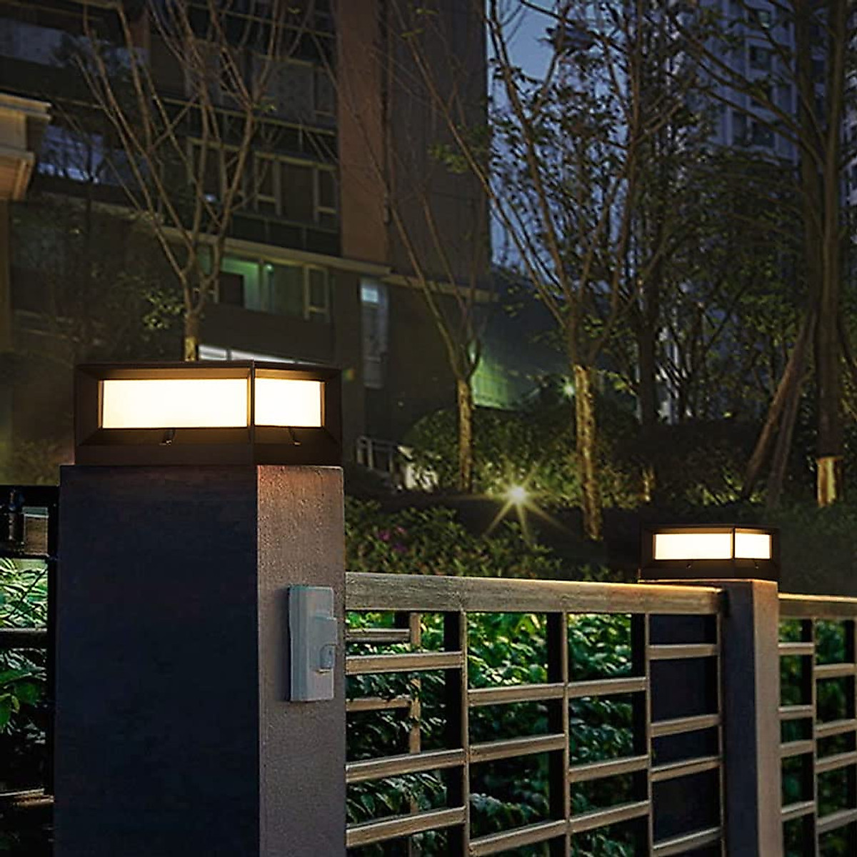 XLBHLH LED Post Light Outdoor, Modern Outdoor Column Lights IP65 Waterproof Aluminum Pillar Lights Outdoor Lighting for Yard Garden Patio Path with Acrylic Lampshade, 27X13CM