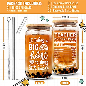 HEXMOZ Teacher Appreciation Gifts - Teacher Gifts for Women, Teacher Day Gifts, Thank You, Funny Birthday Gift Ideas - 1st, First Day, End of Year, Back To School Present - 16oz Teacher Glass Cup