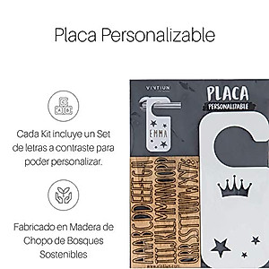 VINTIUN White Door Knob Plate with Letter Kit, Crown/Stars Framed Pictures