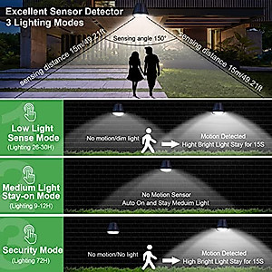 Bright Solar Spot Lights Outdoor Motion Sensor,3 Modes Solar Motion Sensor Outdoor Lights,Waterproof Solar Lights Outdoor,LED Garden Landscape Spotlights for Yard Pathway Driveway Walkway Wall(2Pack)
